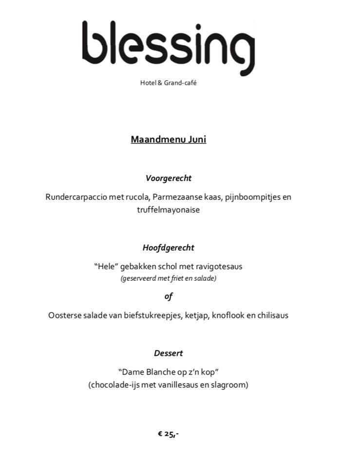 Speisekarte von Grand-café Blessing, Zuidland