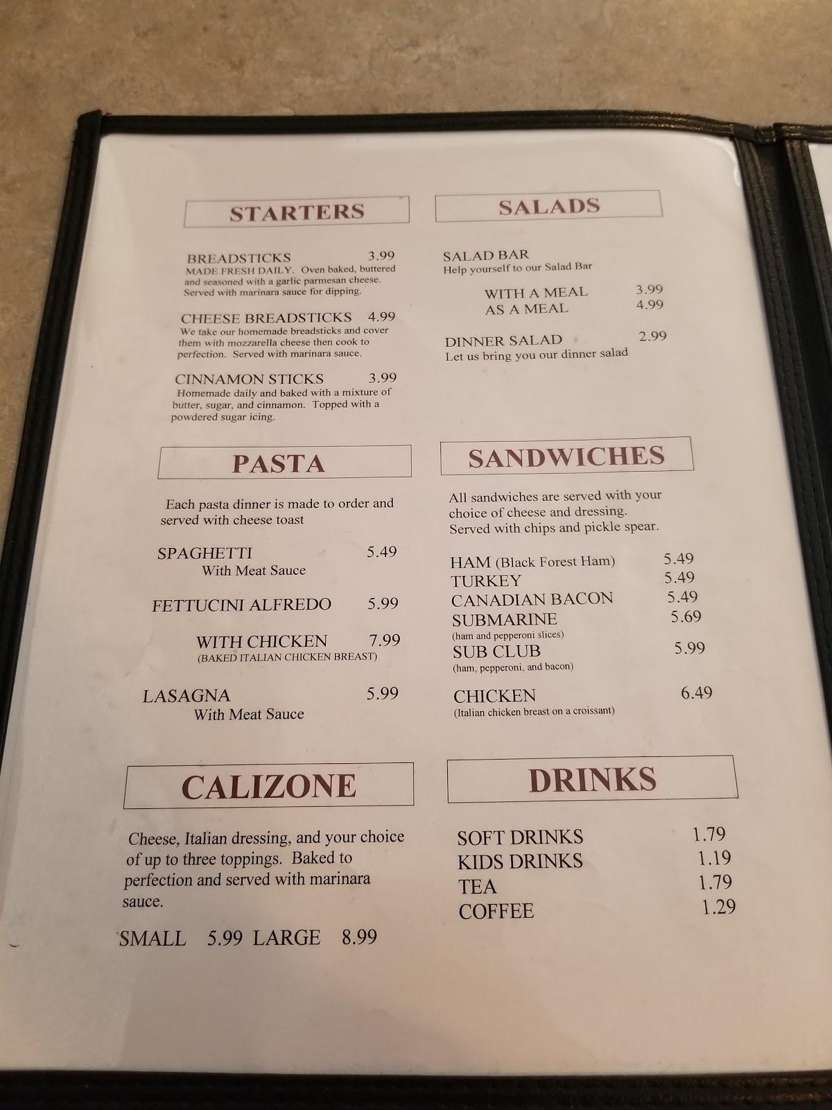 Menu at Mr B's Pizza pizzeria, Stilwell