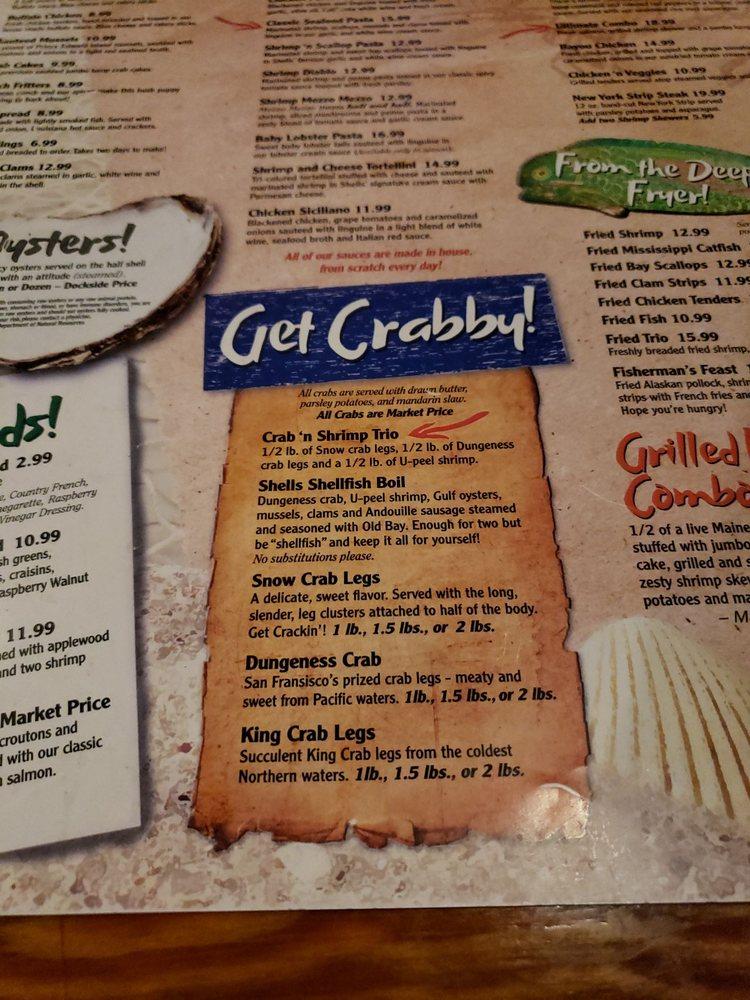 Menu at Shells Seafood restaurant, Tampa, 202 S Dale Mabry Hwy