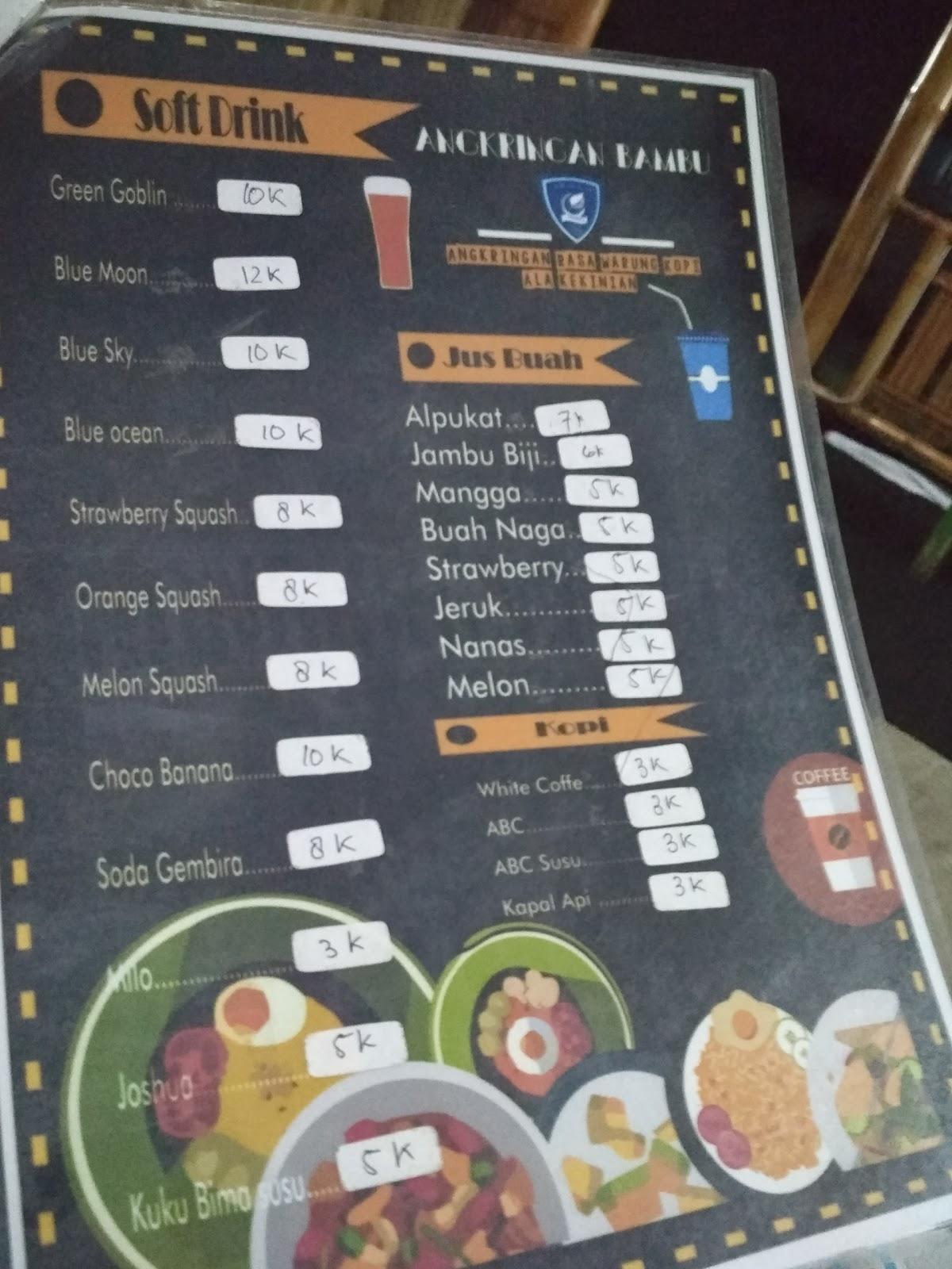 Menu at Angkringan Bambu Ardam, Banyuwangi