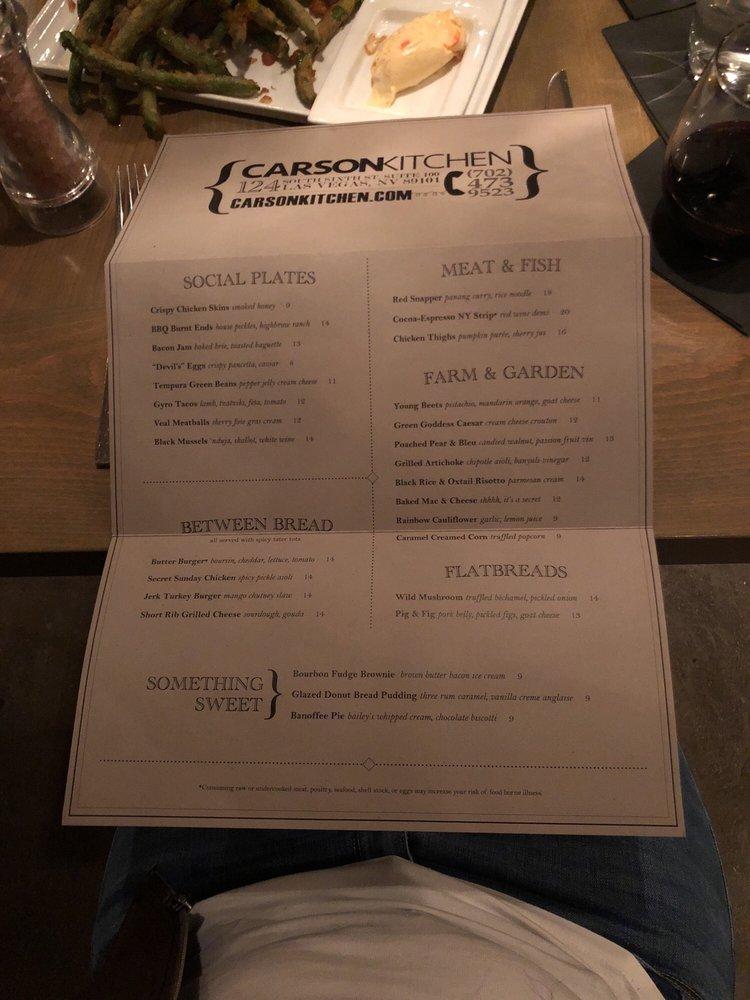 Menu at Carson Kitchen pub & bar, Las Vegas, 124 S 6th St #100