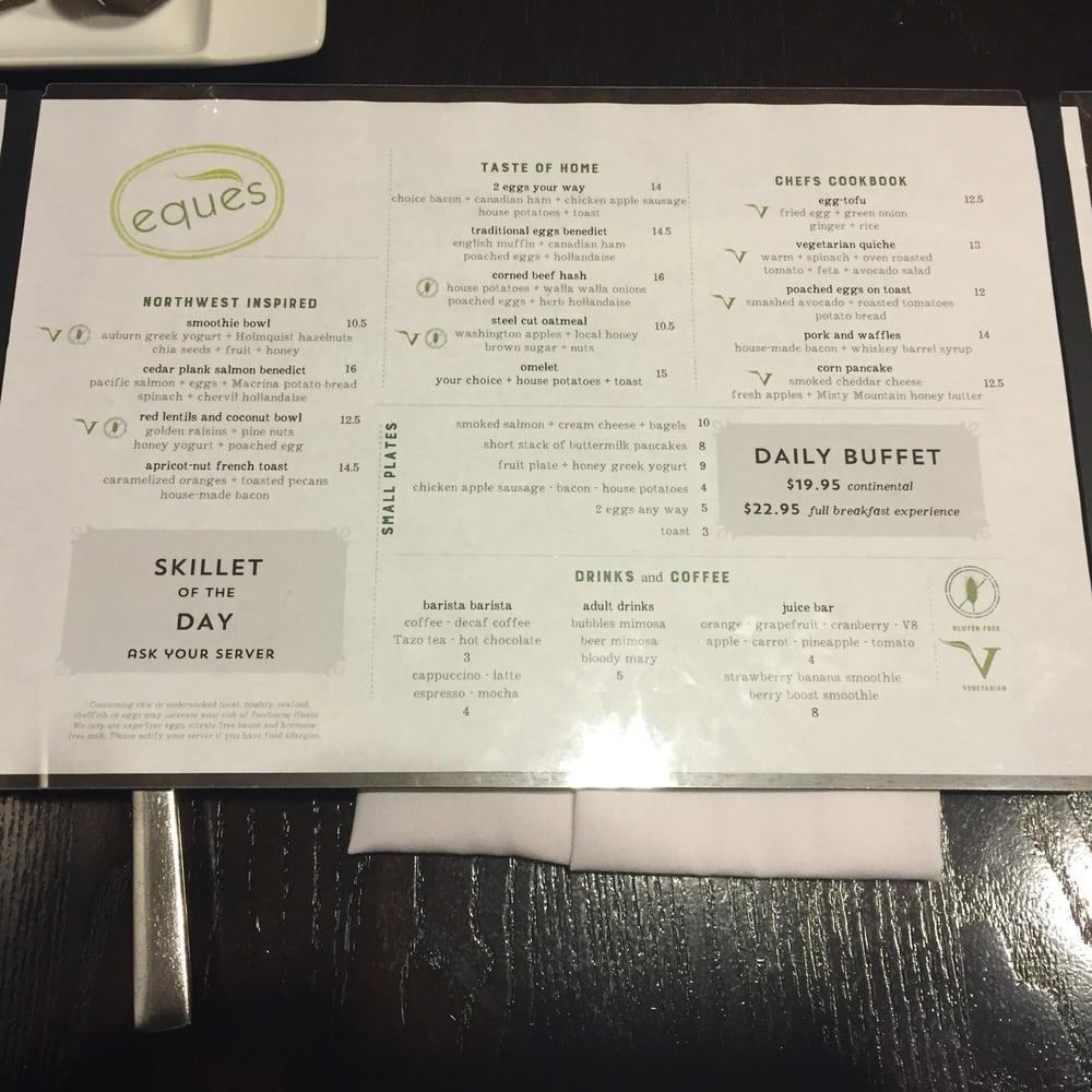 Menu at Eques restaurant, Bellevue
