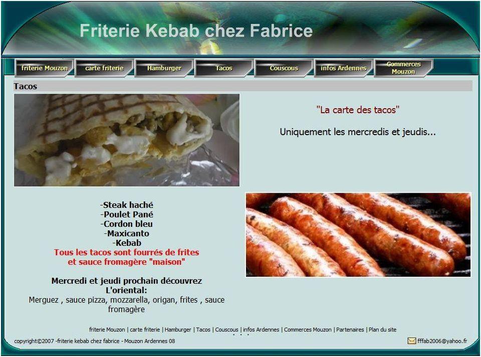 Menu at Friterie Kebab Mouzon chez Fabrice restaurant, Mouzon