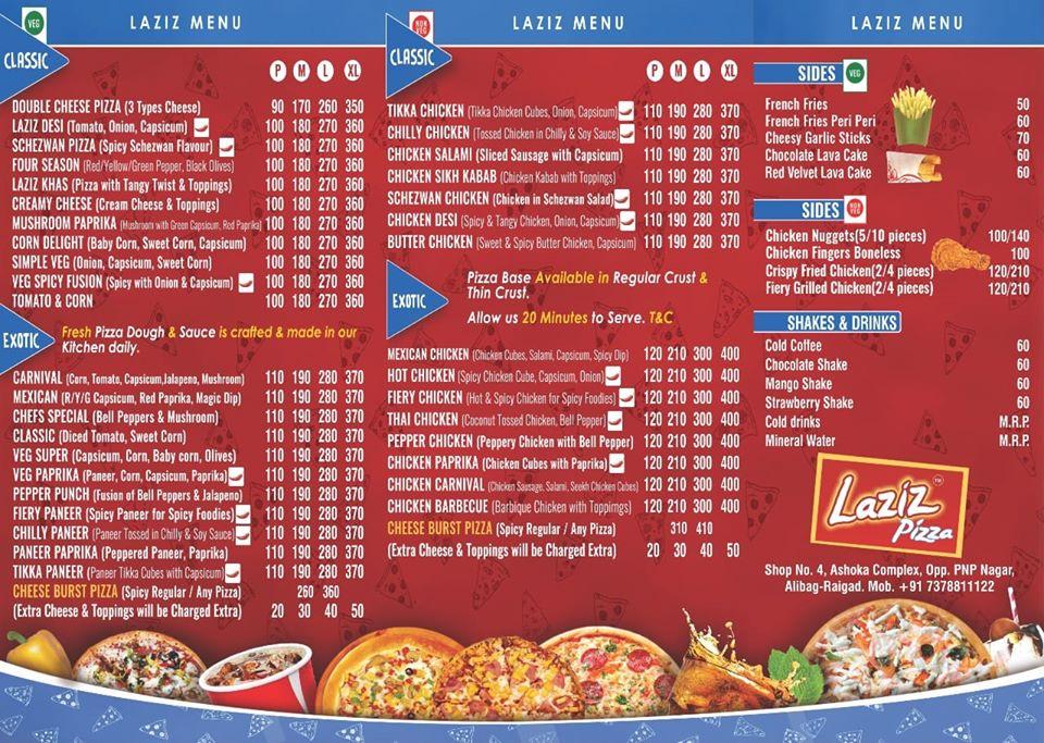 Menu at Laziz Pizza Cafe Alibag, Alibag