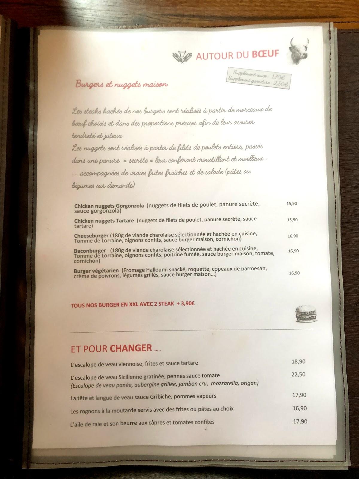 Menu au Le Bœuf et l'Epi restaurant, Ay-sur-Moselle