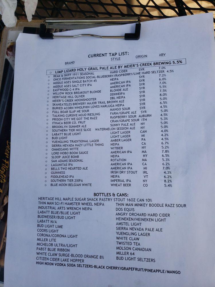 Menu at Limp Lizard Lounge Bar & Grill, Syracuse