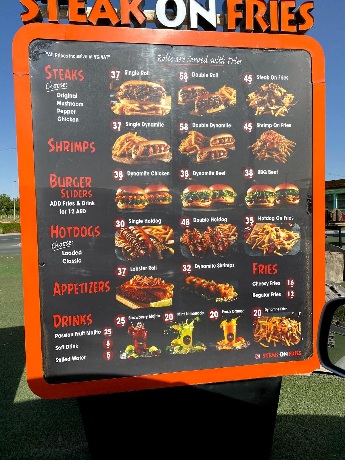 Menu at Steak On Fries restaurant, Dubai