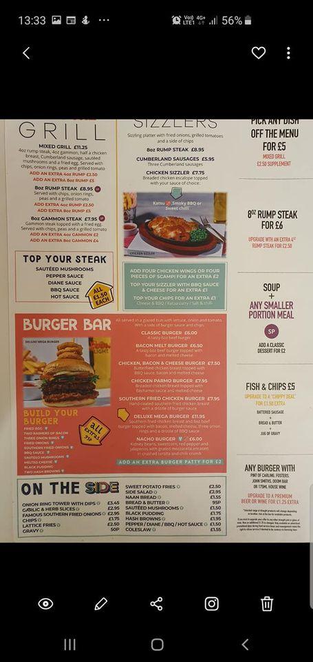 Menu at The Mallard pub & bar, Ilkeston, Heanor Rd