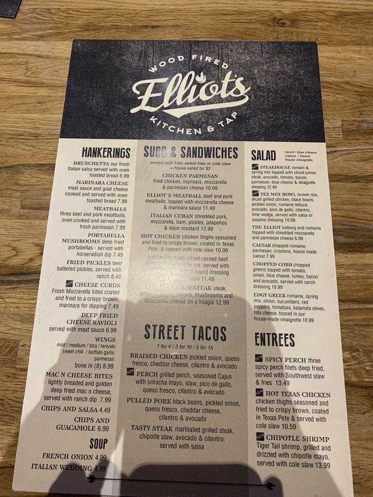 Menu at Elliot's Wood Fired Kitchen & Tap pub & bar, Newark