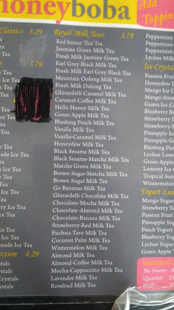 Menu at Honey Boba pub & bar, Rosemead, Walnut Grove Ave Ste 500