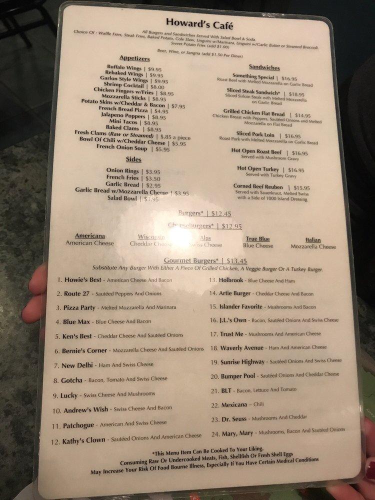 Menu at Howard's Cafe, Patchogue