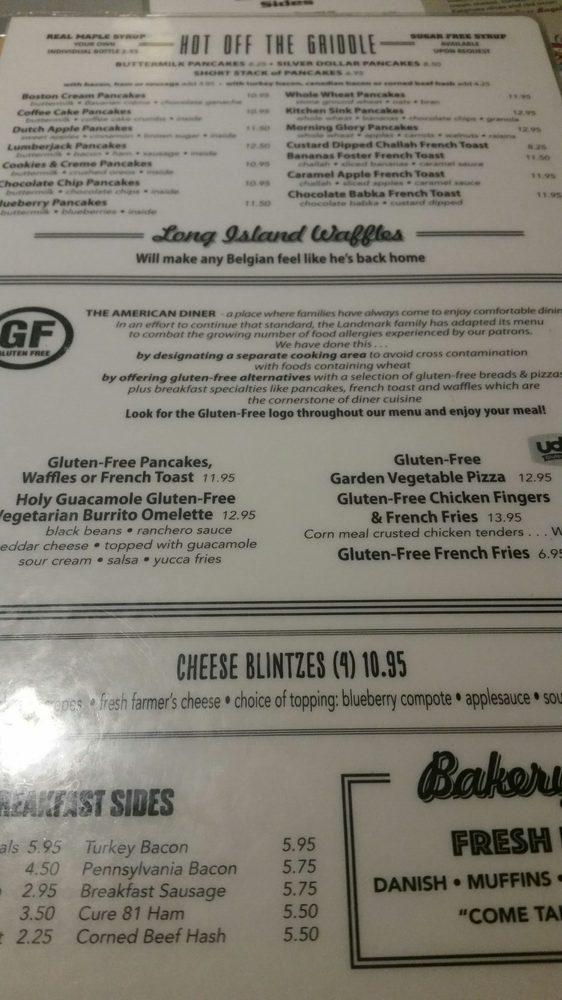 Menu at Landmark Diner restaurant, Roslyn