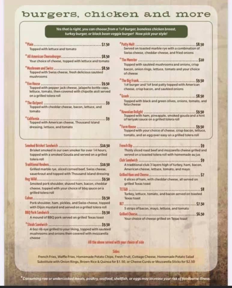 Menu at The Outpost pub & bar, Sherwood