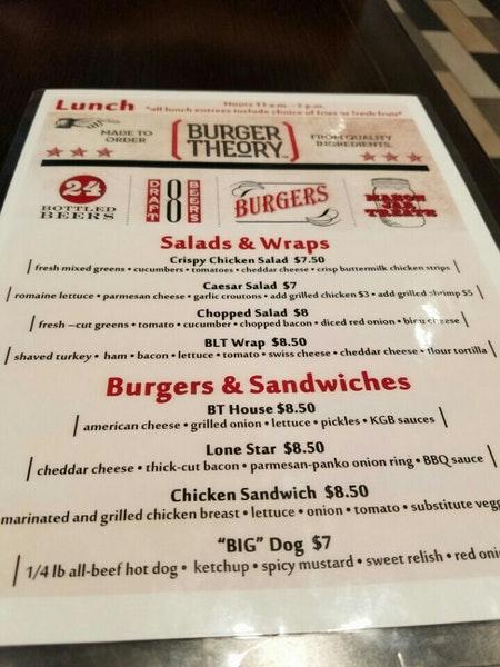 Menu at Burger Theory at Holiday Inn Indianapolis Airport restaurant ...