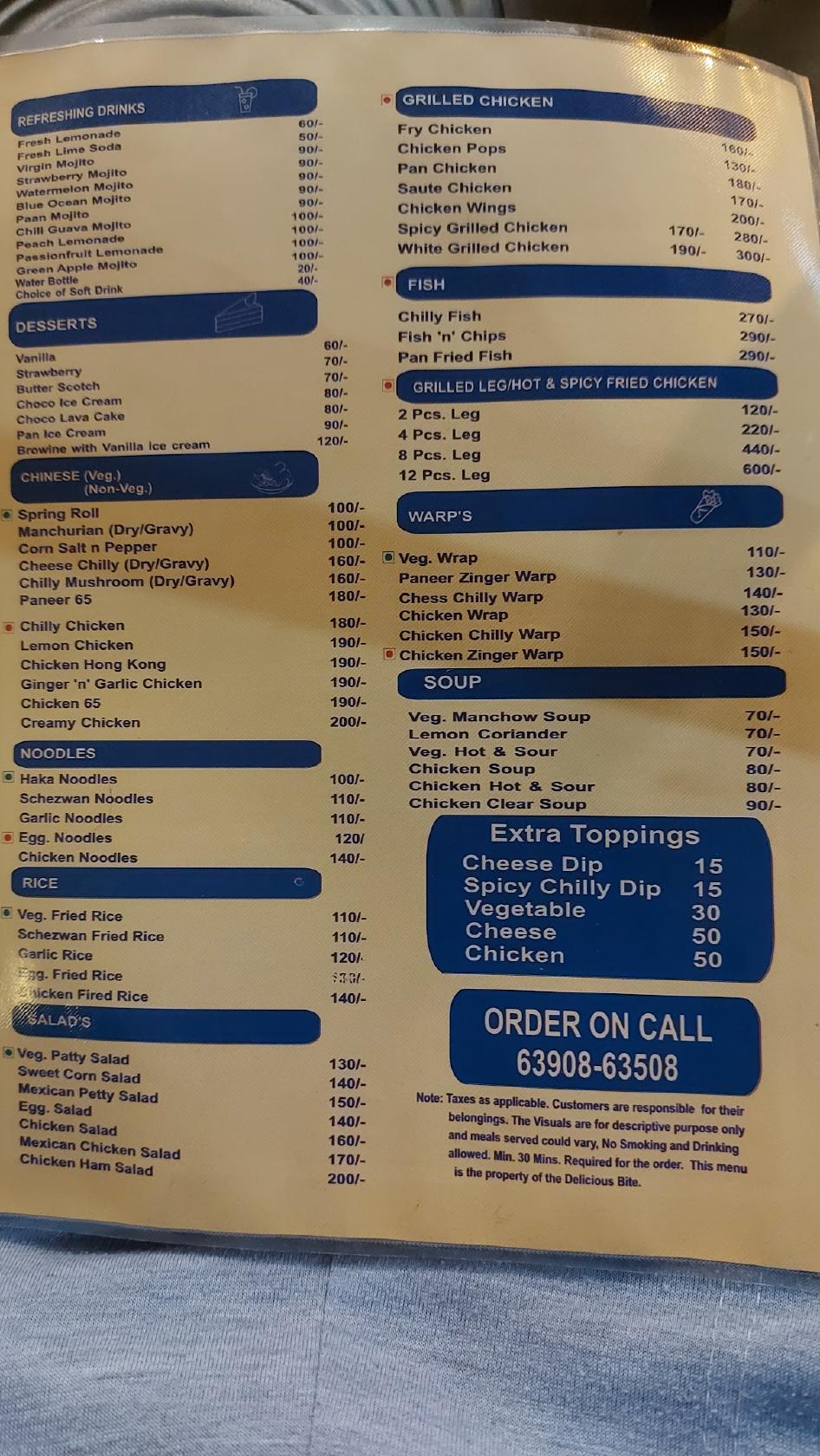 Menu at Delicious Bite, Banga Rural