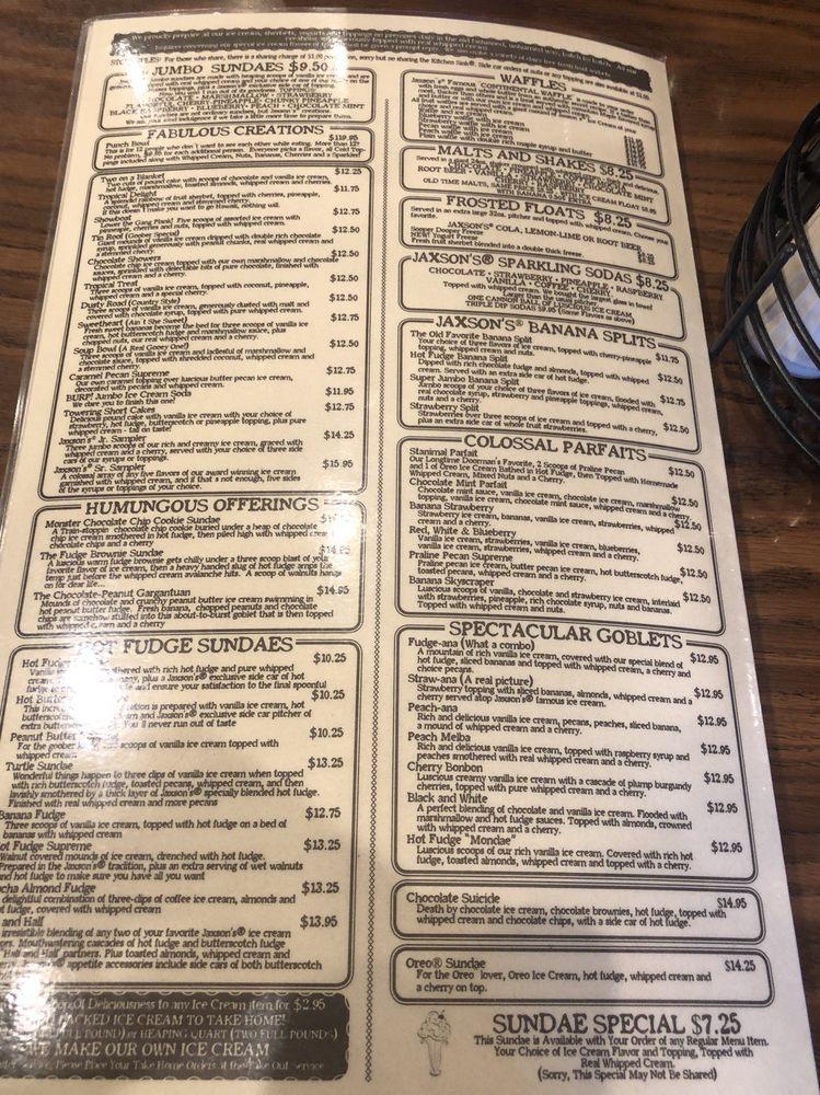 Menu at Jaxson's Ice Cream Parlor & Restaurant, Dania Beach