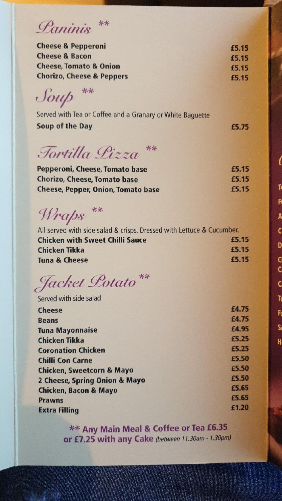 Menu at Loafers Coffee Shop cafe, Wisbech