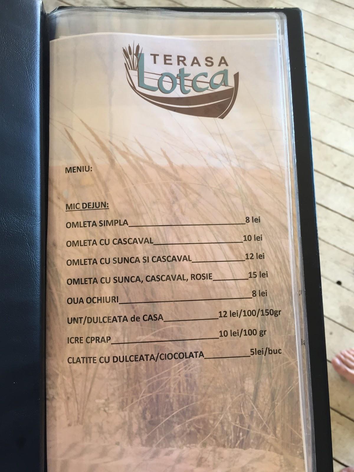 Menu at terasa LOTKA, Mamaia-Sat