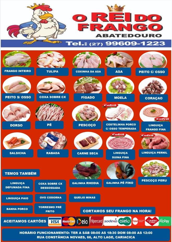 Menu at O Rei do Frango Abatedouro e Mercearia restaurant, Viana, R ...