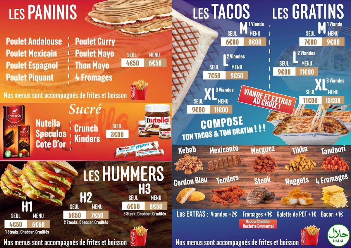 Menu au TAKOS LAND restaurant, Calais