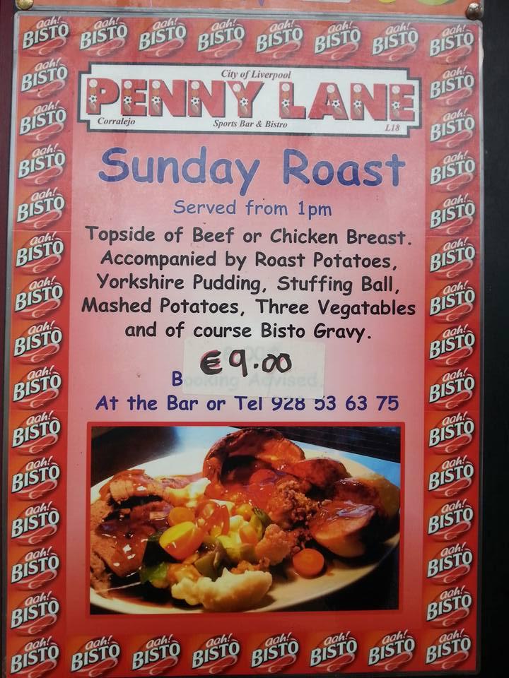 Menu at Penny Lane Bar and Restaurant, Corralejo