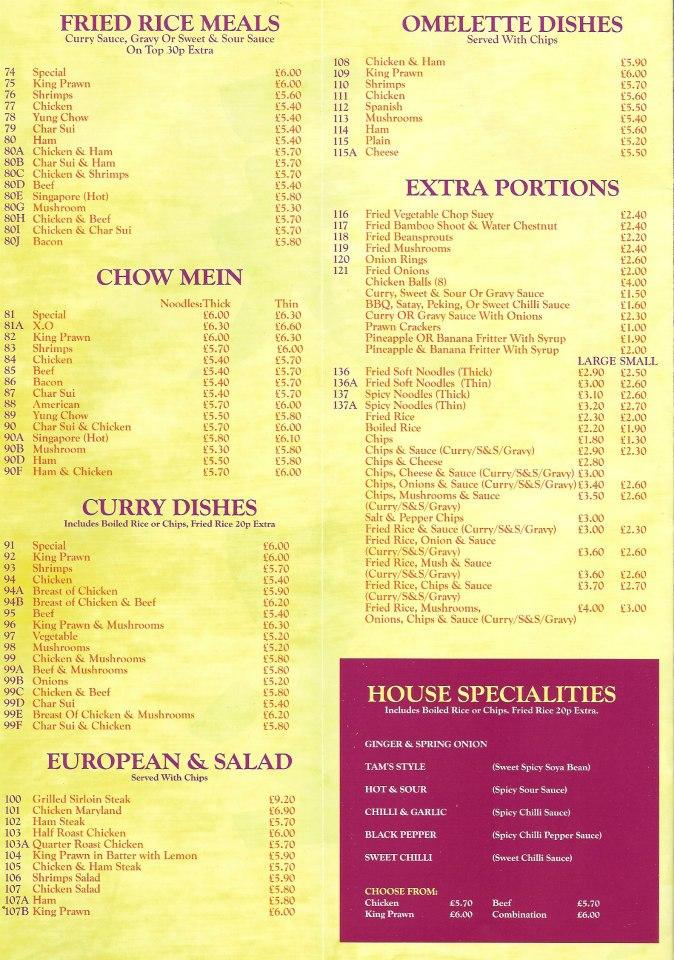 Menu at Starry Sky Takeaway fast food, Prestwick