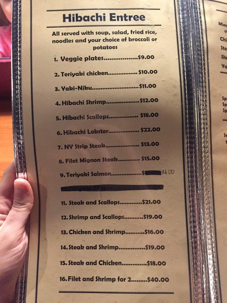 Menu at Sumo Japanese Restaurant, Longview