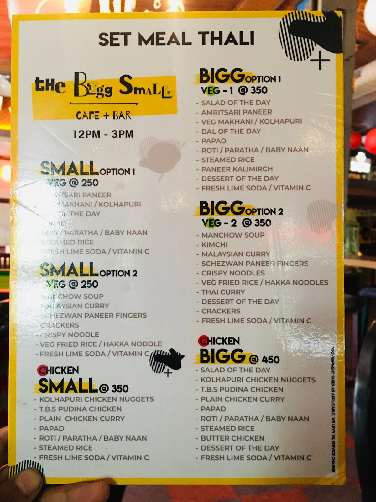 Menu at The Bigg Small Cafe + Bar, Mumbai