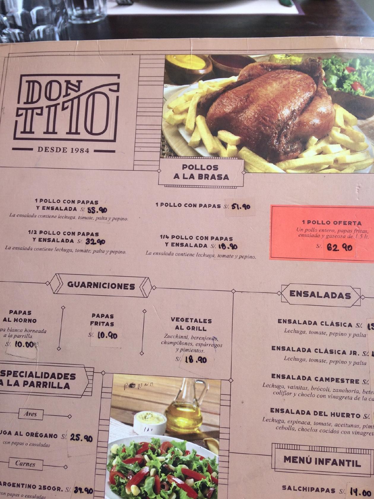 Carta del restaurante Don Tito, La Molina, 434