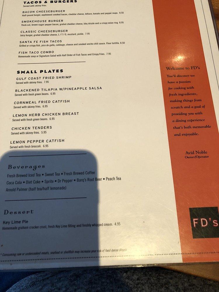Menu at FD's Grill House pub & bar, Pflugerville