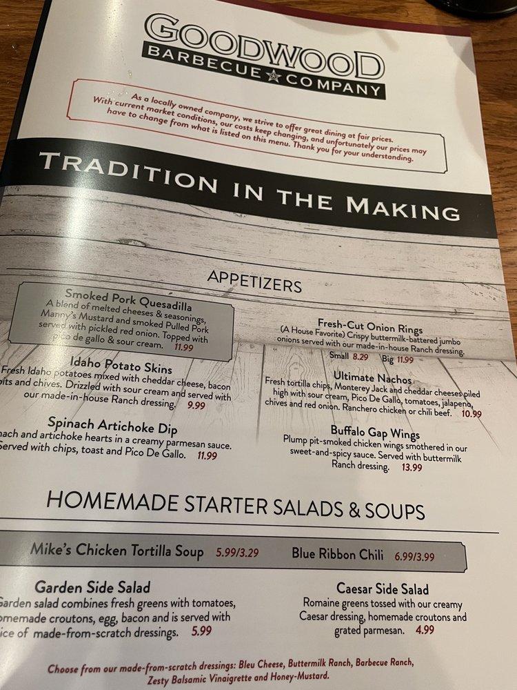 Menu at Goodwood Barbecue Co, Riverdale
