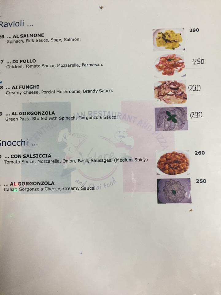 Menu at Volare italian restaurant, Nong Kae