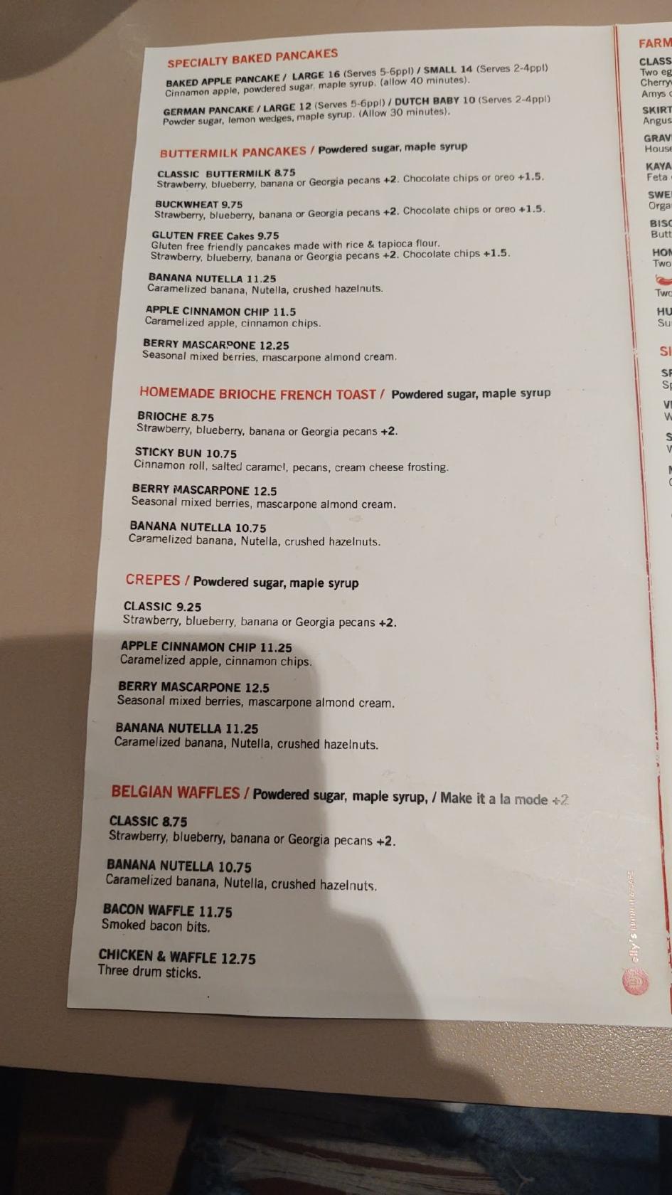 Menu at Elly's Brunch & Cafe (Cumberland Ave.), Norridge, N Cumberland Ave