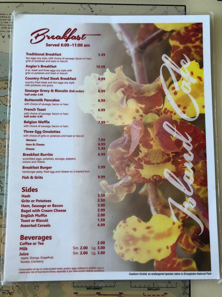 Menu at Island Cafe, Everglades City