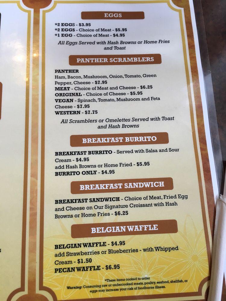 Menu at JJ's Norton Cafe, Norton