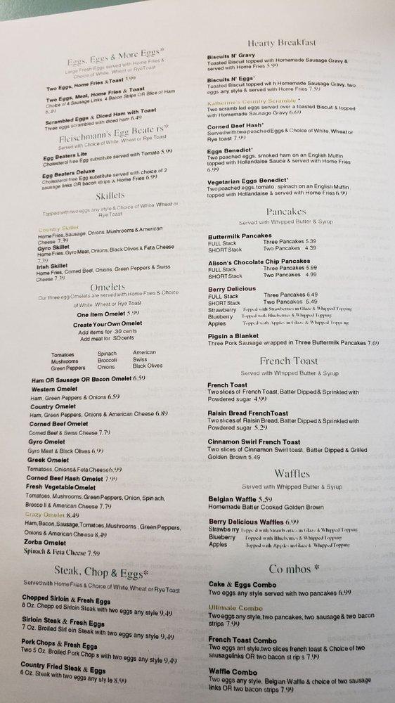 Menu at Katherine's Family Restaurant, Cleveland