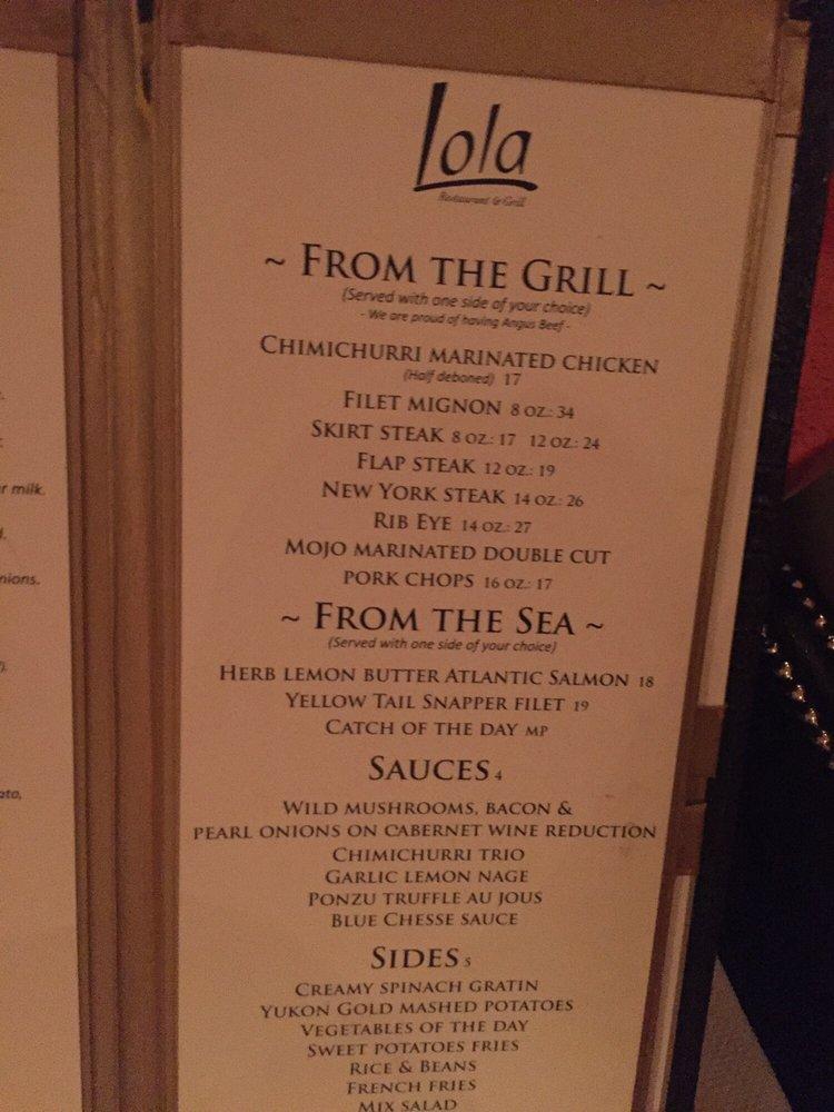 Menu at Lola Restaurant & Grill, Miami Beach, Collins Ave
