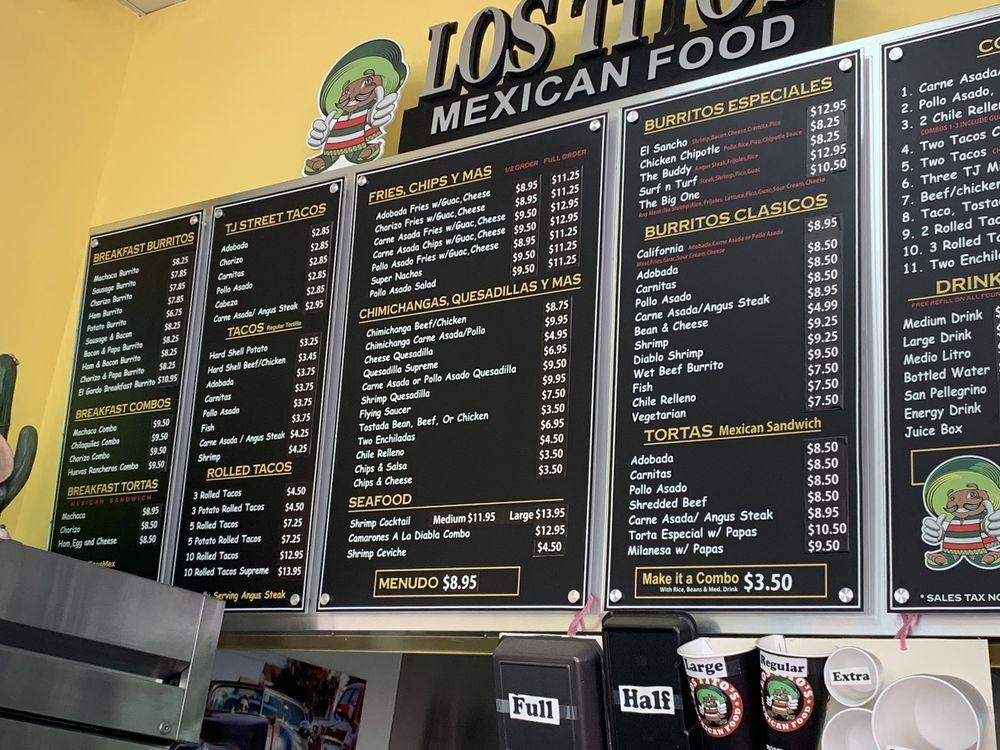 Menu at Los Titos Mexican Food restaurant, National City
