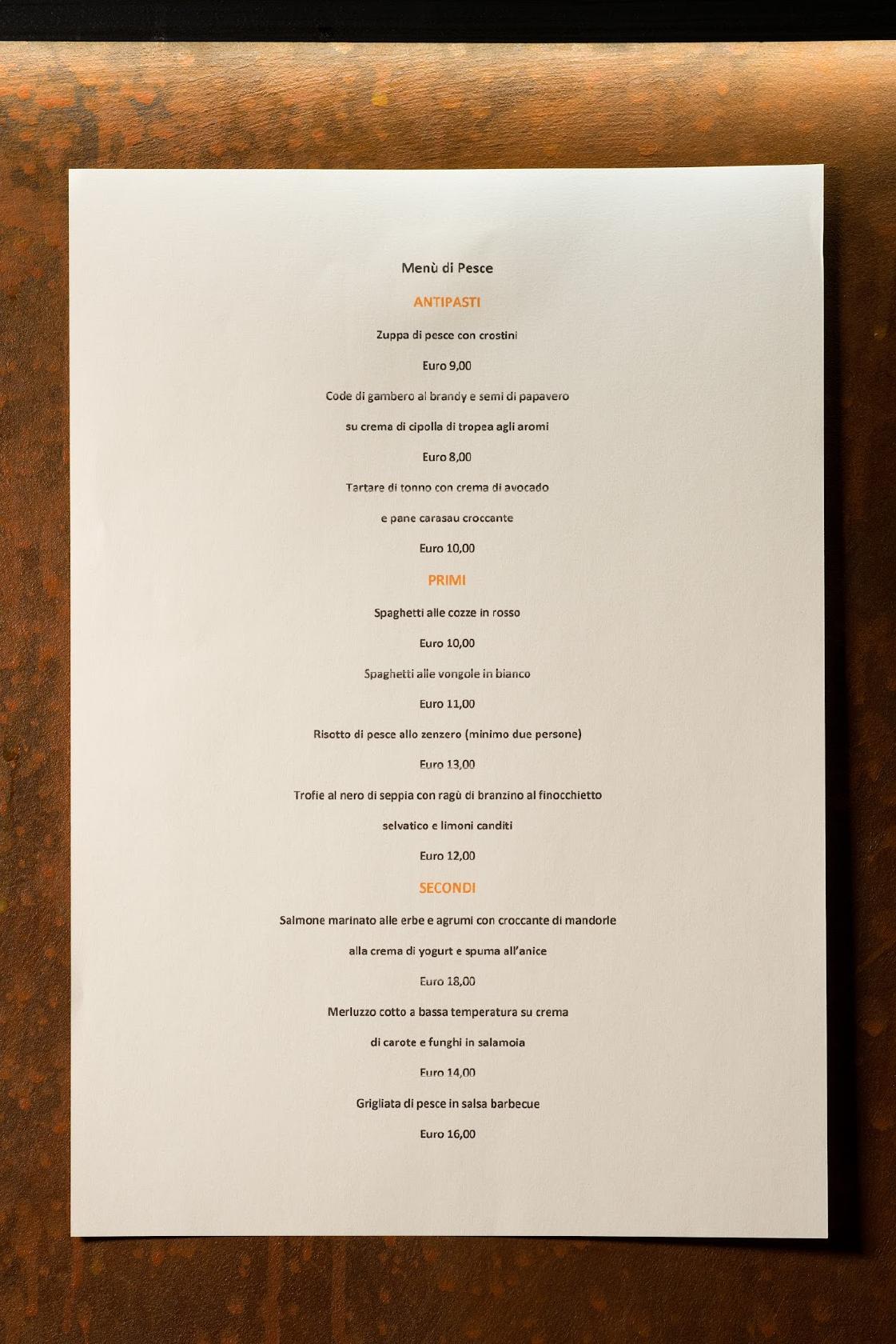 Menu da Pico Lounge Bar, Mirandola