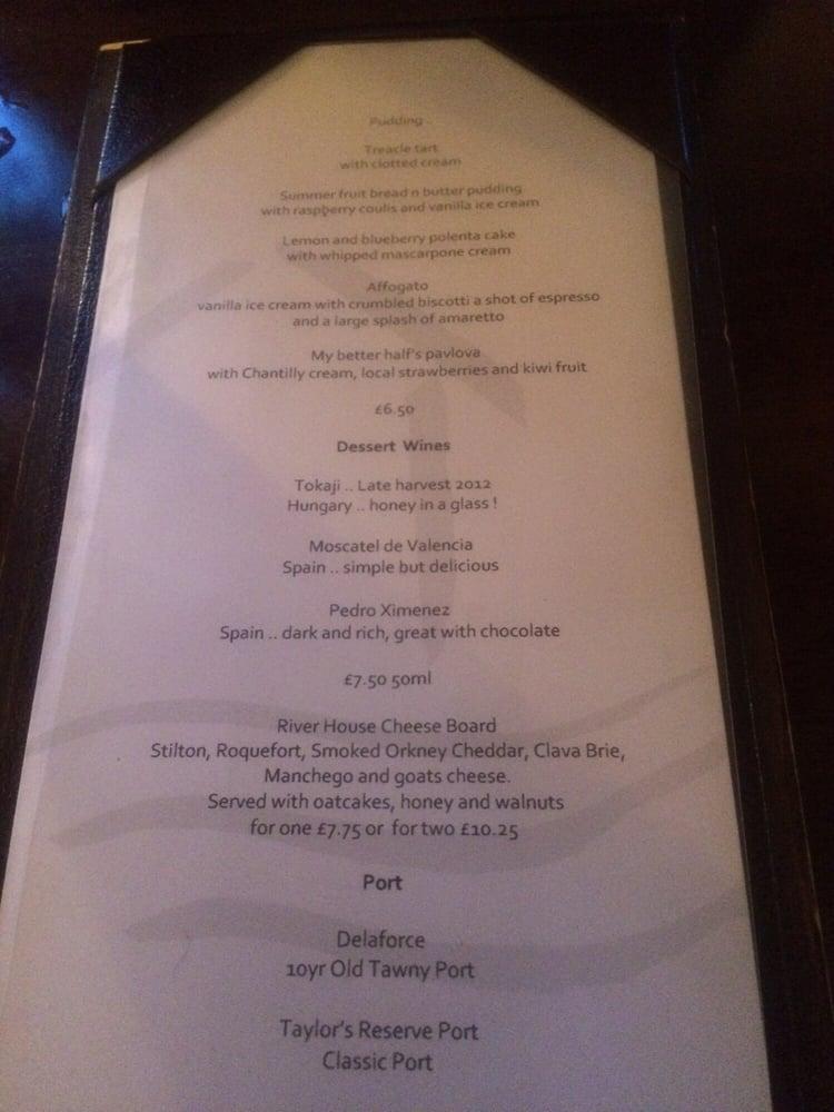 Menu at River House restaurant, Inverness, 1 Greig St