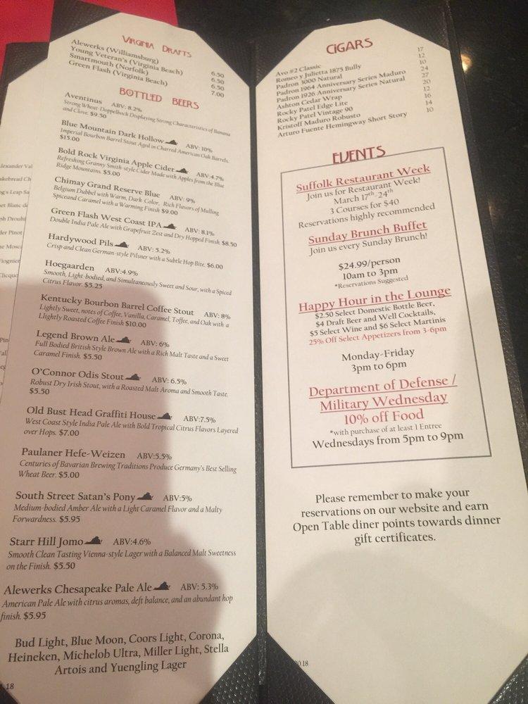 Menu at River Stone Chophouse pub & bar, Suffolk, Harbour View Blvd