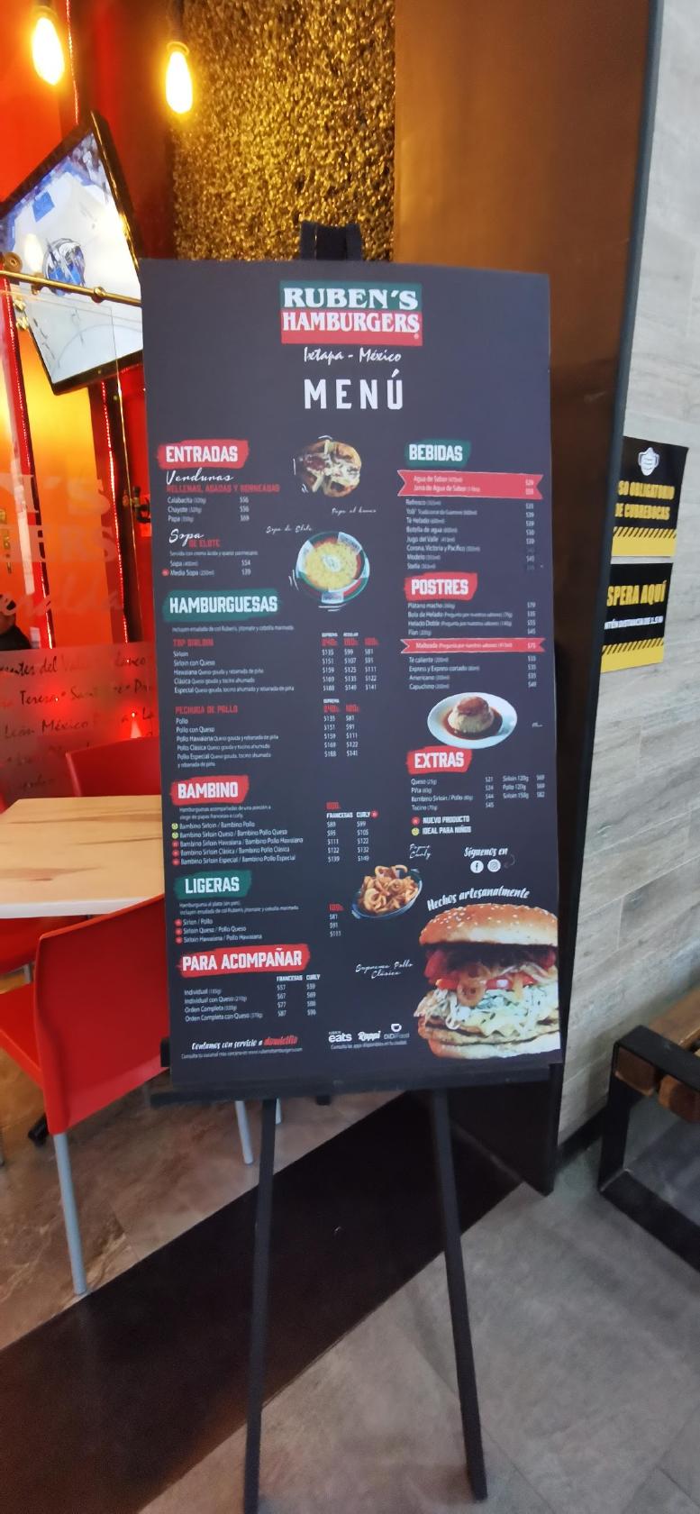Menu at Rubens Hamburgers restaurant, Ciudad López Mateos, Vía Dr Jorge ...
