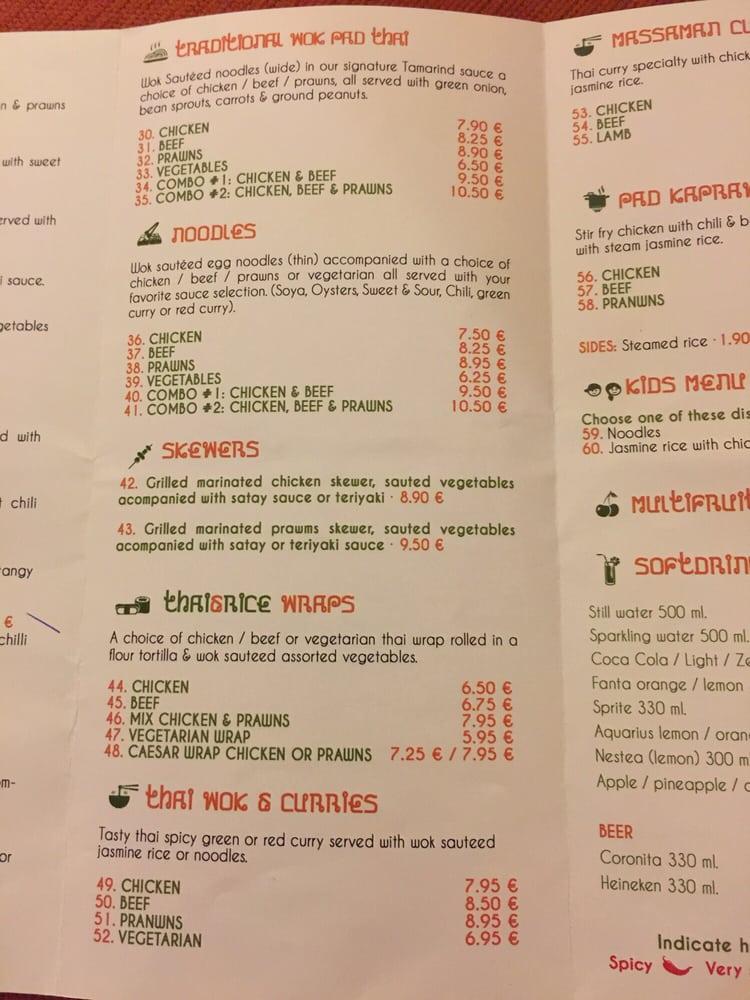 Menu at Thai & Rice restaurant, Marbella