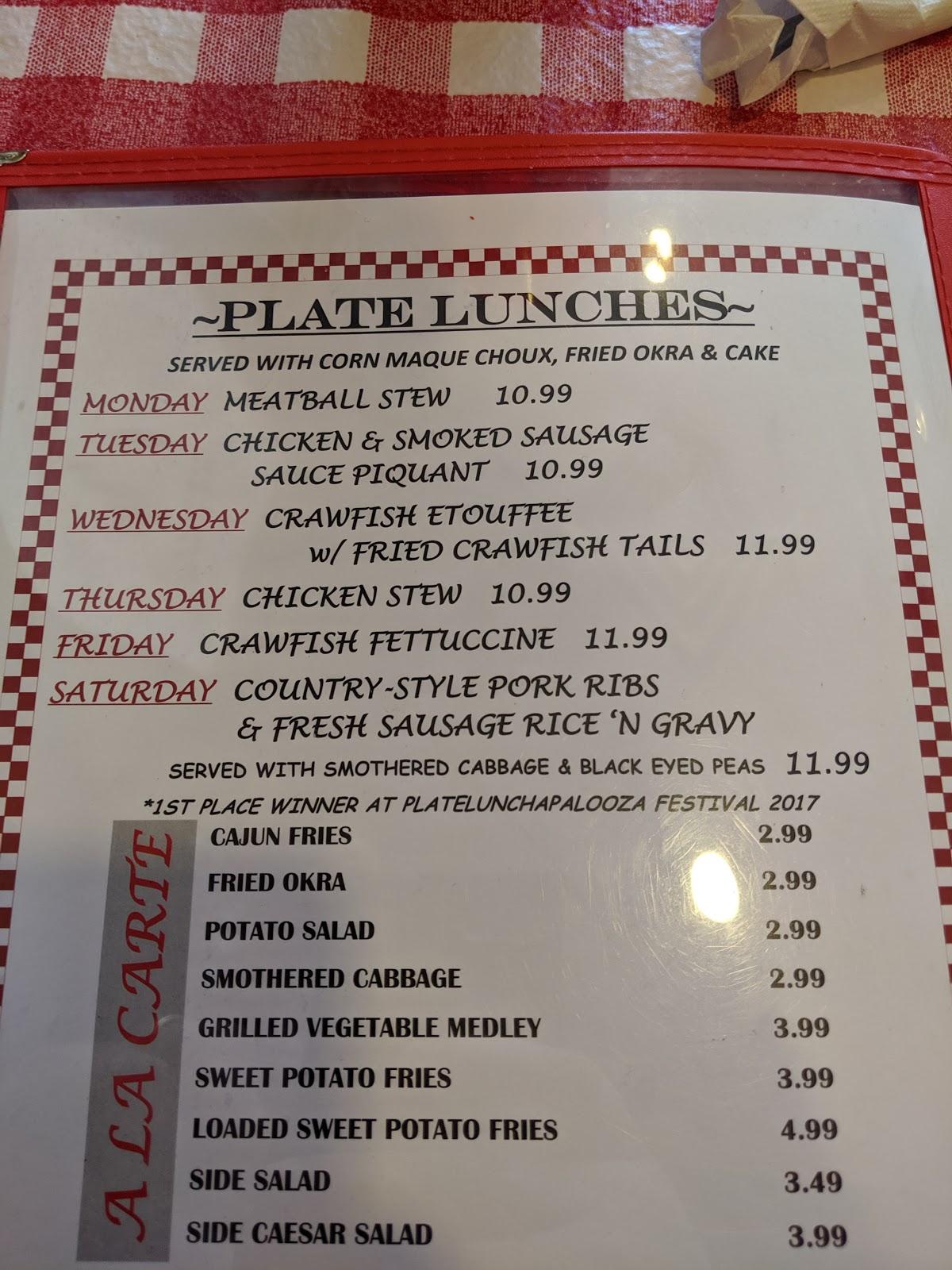 Menu at The Cajun Table restaurant, Lafayette, Ambassador Caffery Pkwy ...