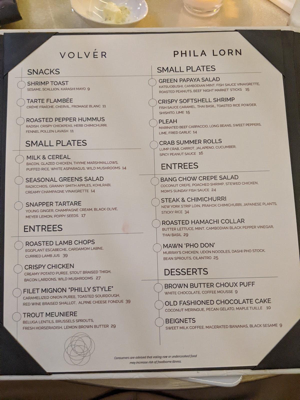 Menu at Volvér pub & bar, Philadelphia