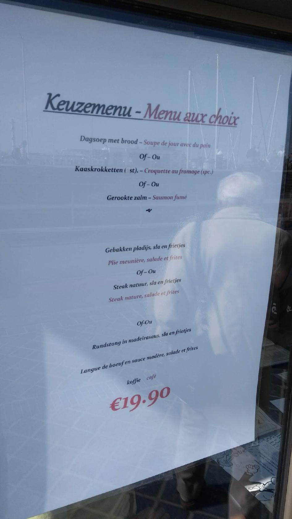 Menu au De Amandine, Ostende