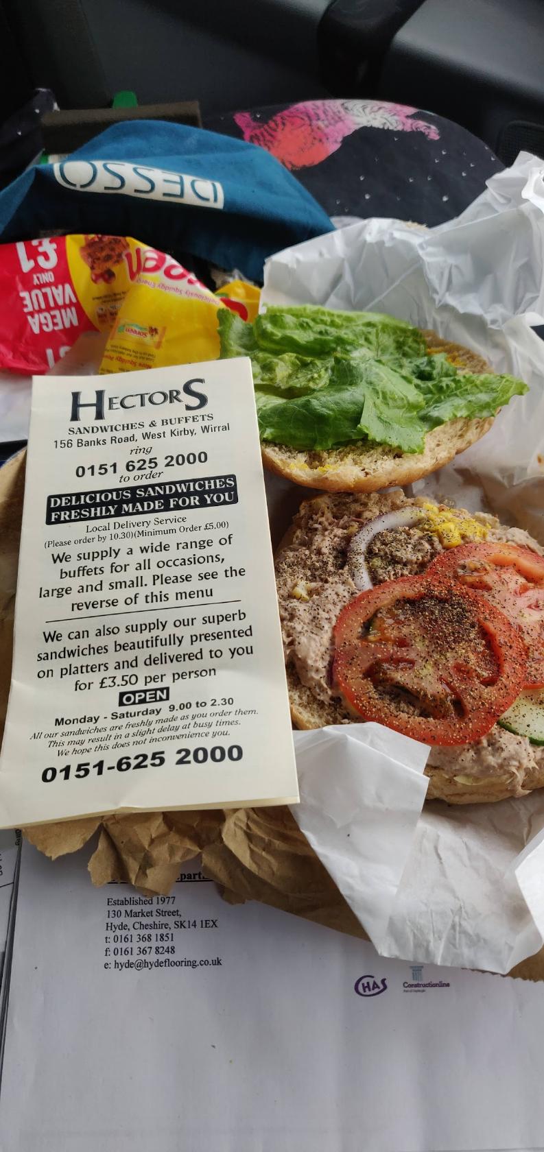 Menu at Hectors fast food, West Kirby