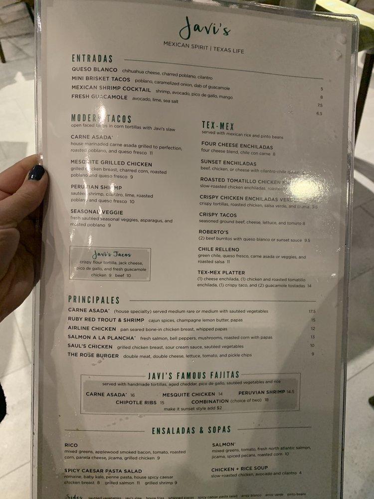 Menu at Javi's pub & bar, Tyler