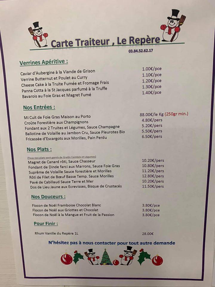 Menu au Le Repère restaurant, Champagnole