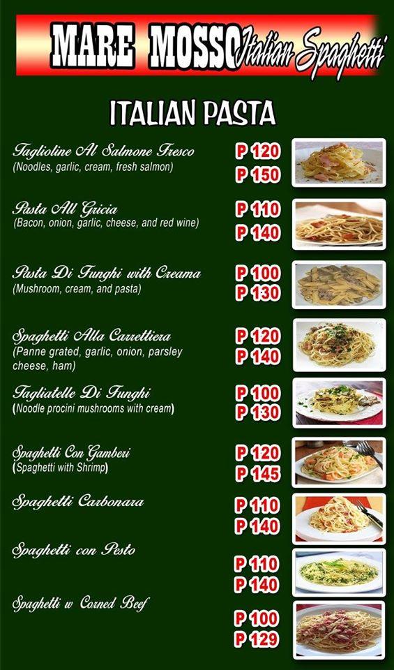 Carta del restaurante Mare Mosso, Calamba, 173 Rizal ST. Calamba Bayan